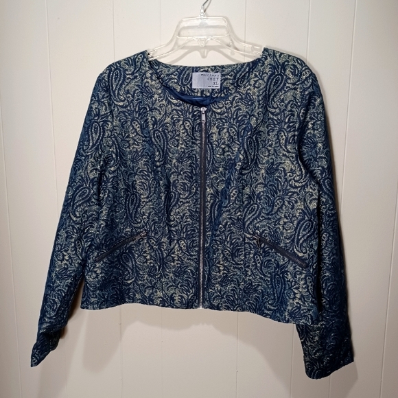 Ruff Hewn | Jackets & Coats | Ruff Hewn Blue Metallic Gold Zip Jacket ...